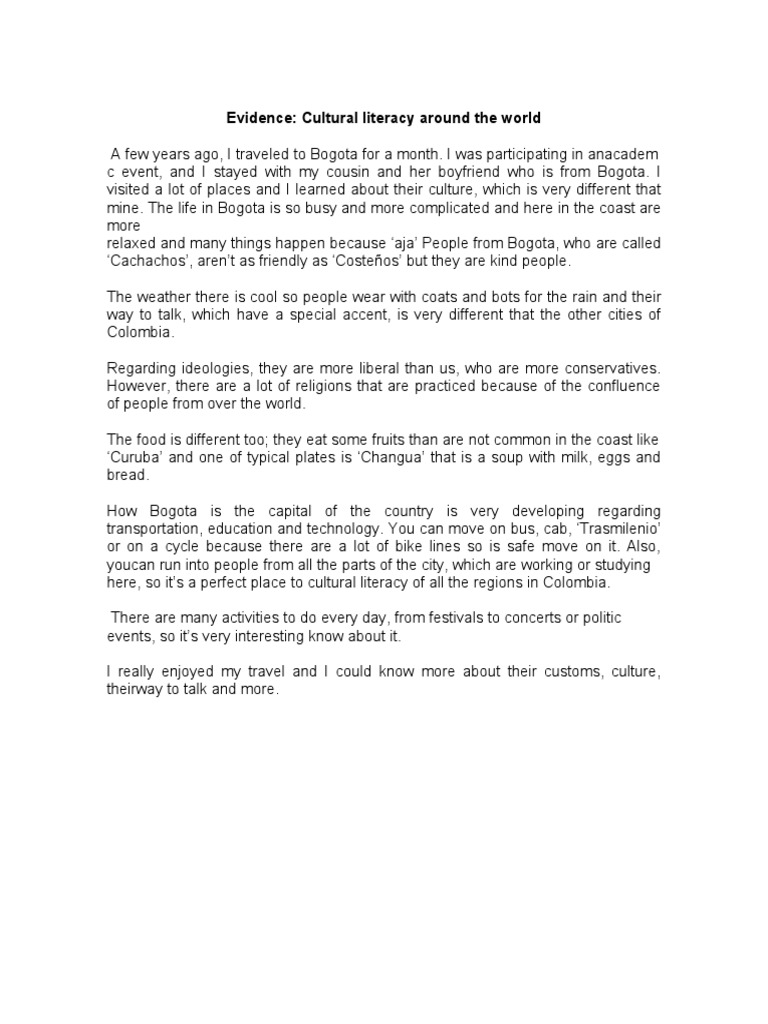 Evidence 2 Cultural Literacy Around The World | PDF | Social Science
