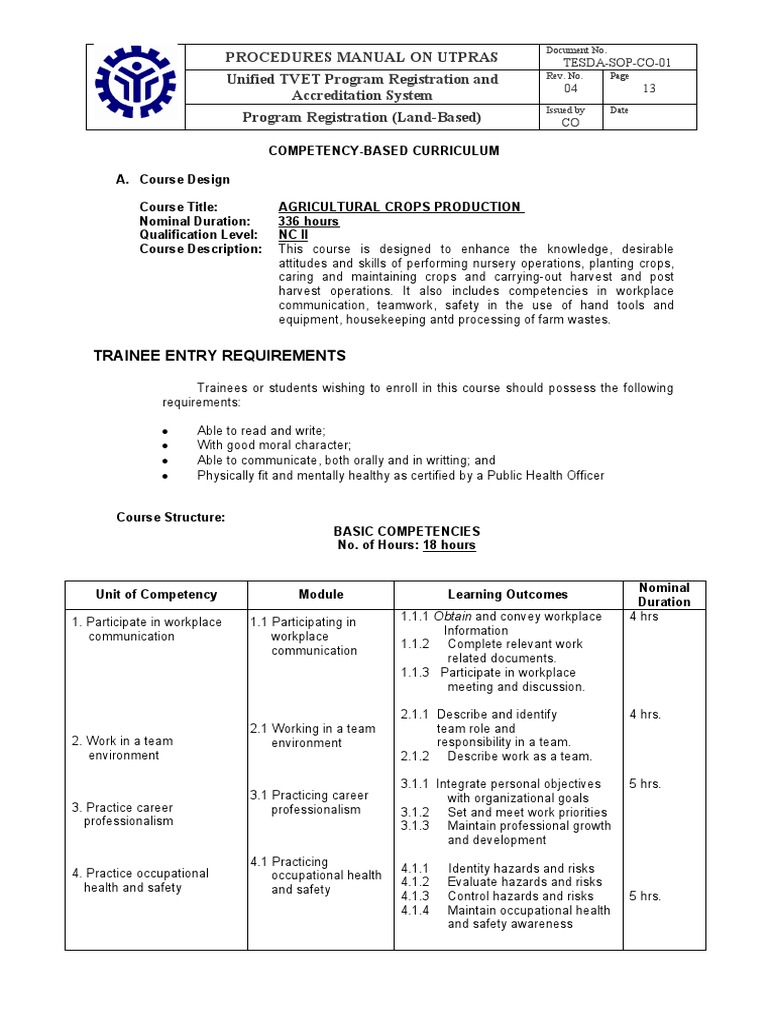 Procedures Manual On Utpras Unified TVET Program Registration and ...