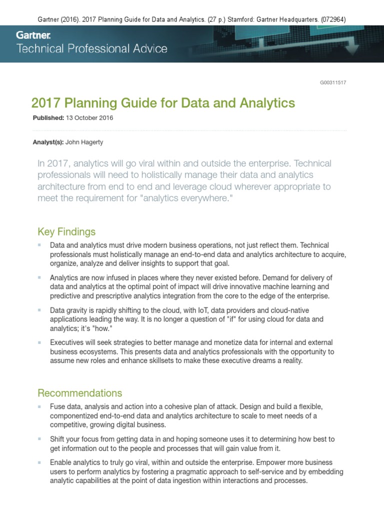 2017 Planning Guide For Data and Analytics: Key Findings | PDF | Cloud ...