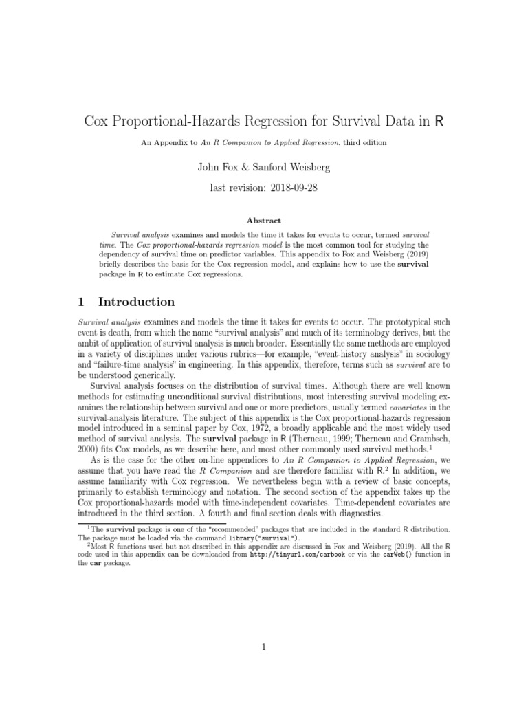 Appendix Cox Regression | PDF | Regression Analysis | Dependent And Independent Variables