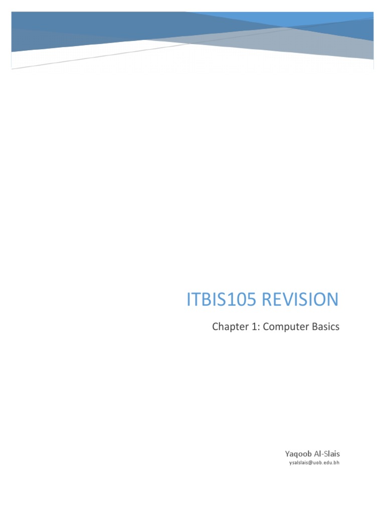 Itbis105 Revision: Chapter 1: Computer Basics | PDF | Personal ...