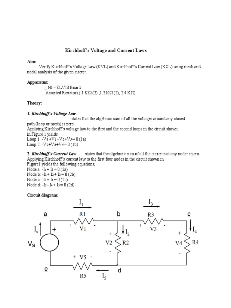 Kirchhoff's Voltage and Current Laws | PDF