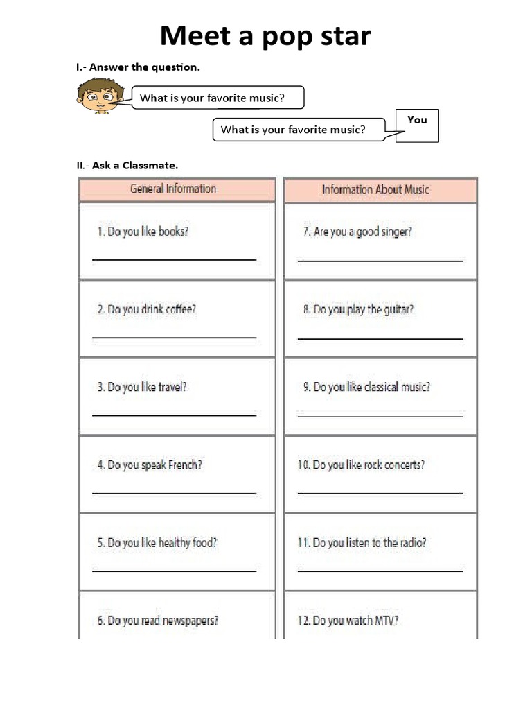 Meet A Pop Star: What Is Your Favorite Music? | PDF