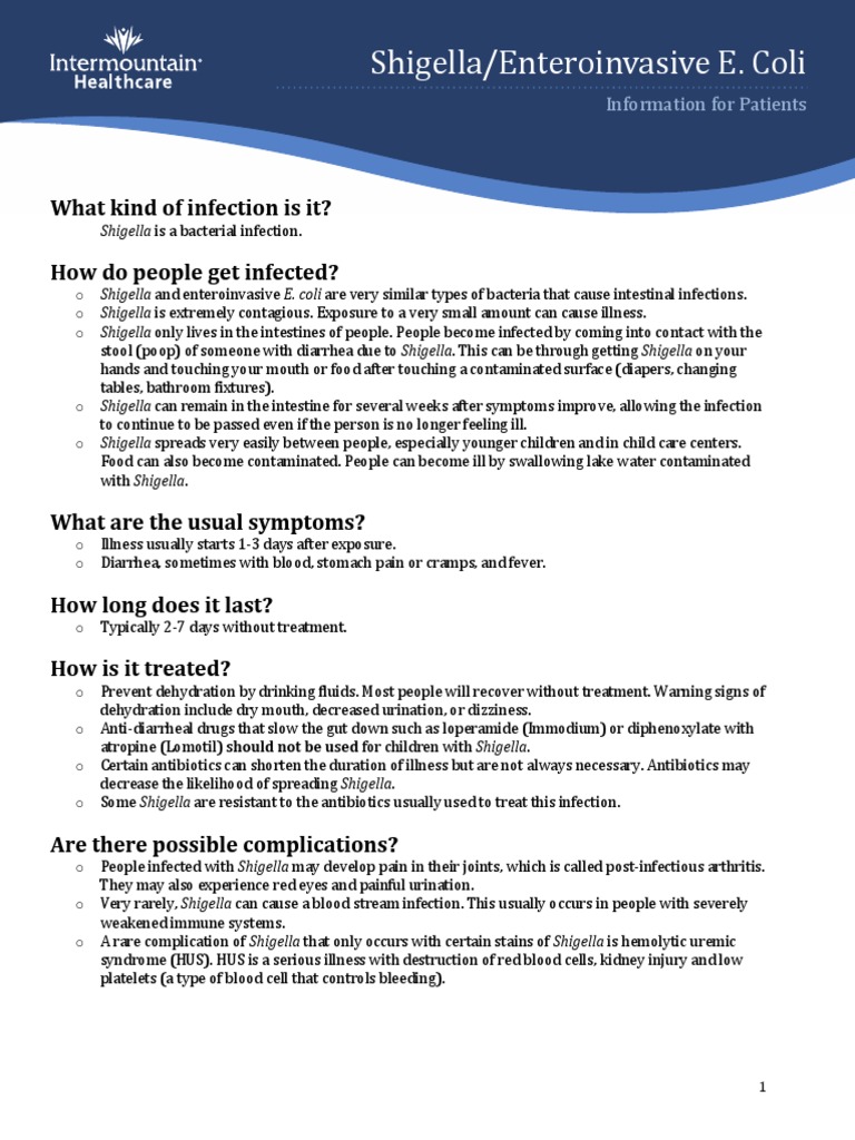An Informative Guide to Shigella/Enteroinvasive E. Coli Infections ...