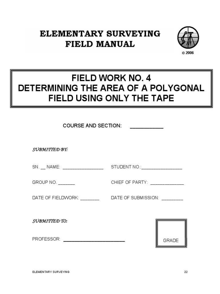 Elementary Surveying Field Manual: COURSE AND SECTION | PDF | Triangle ...
