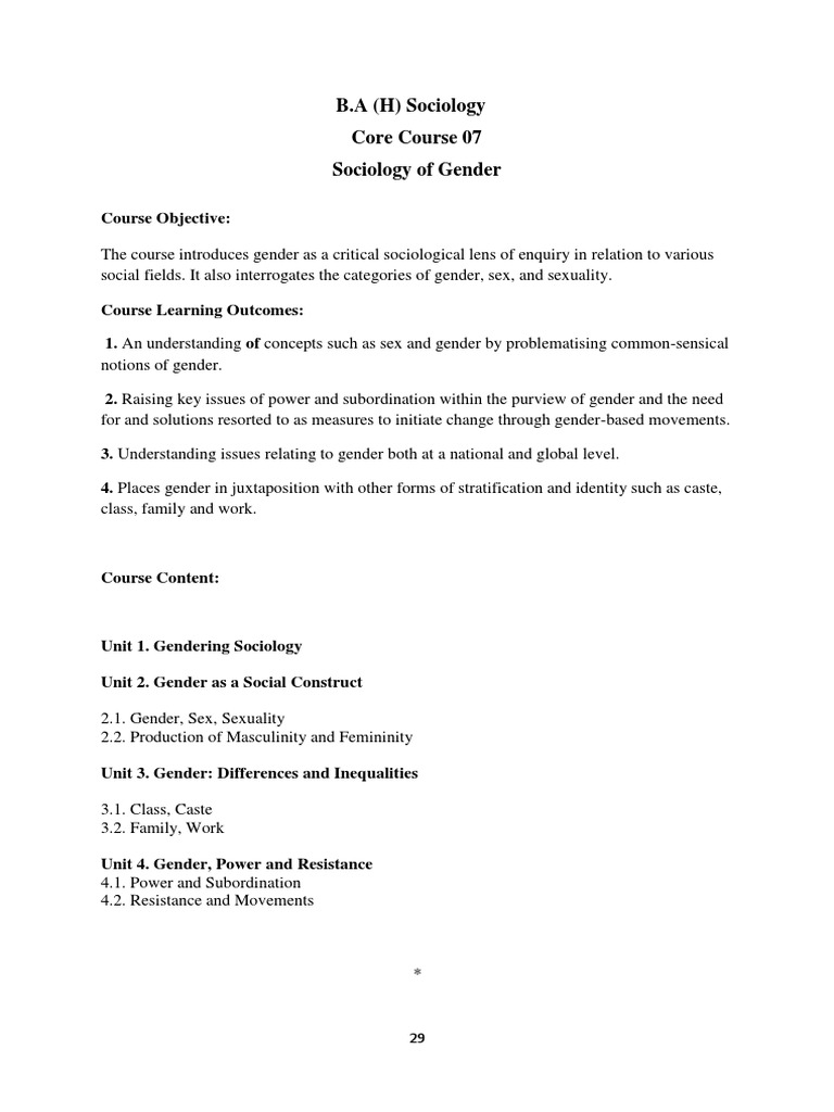 CC 07 Sociology of Gender - Final | PDF | Gender | Gender Studies