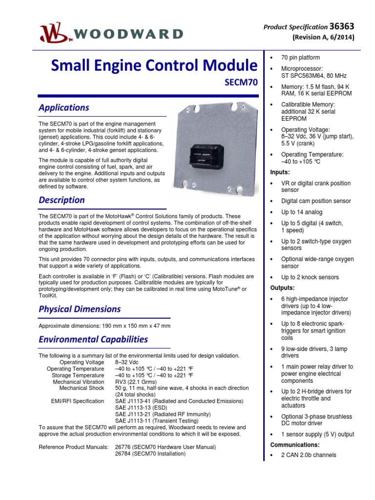 Small Engine Control Module: Applications | PDF | Machines | Components