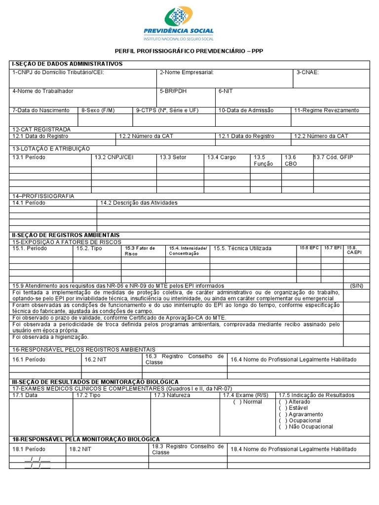 PPP - Modelo (Word Inss) | PDF | Direito Comparado | Virtude