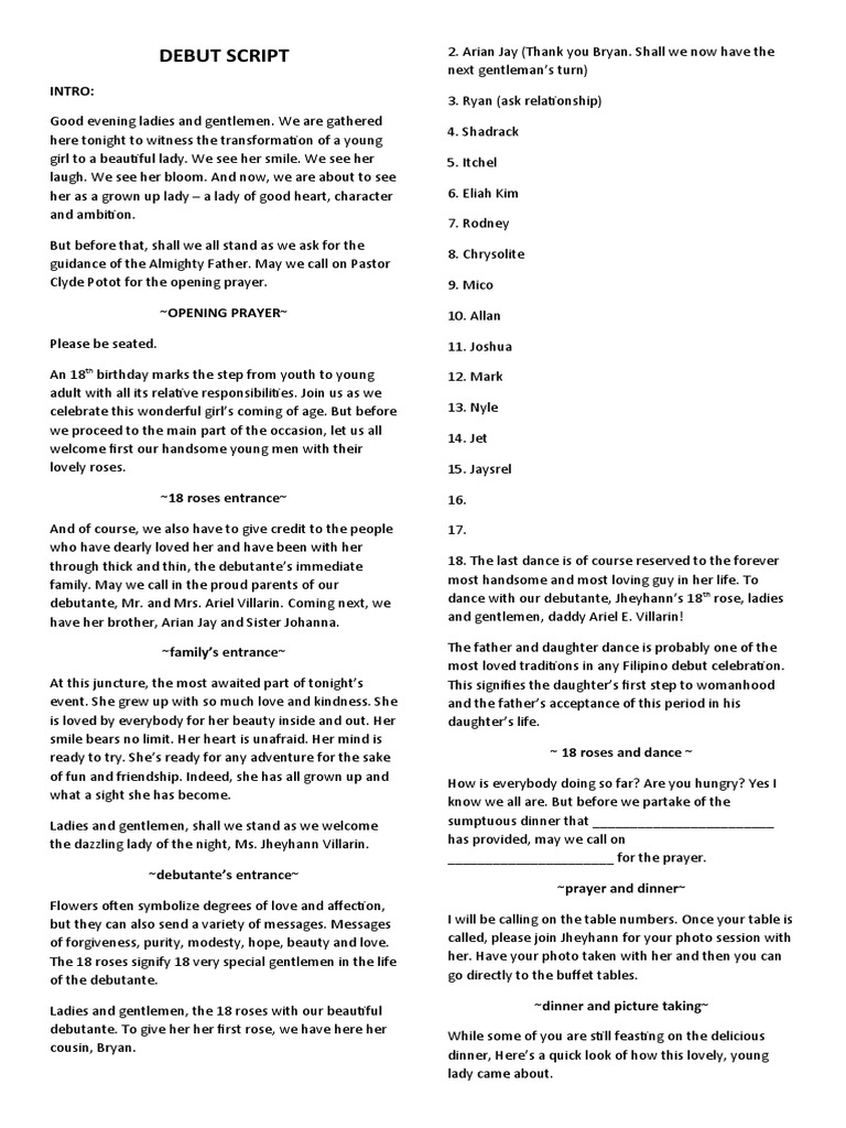 Debut Script | PDF