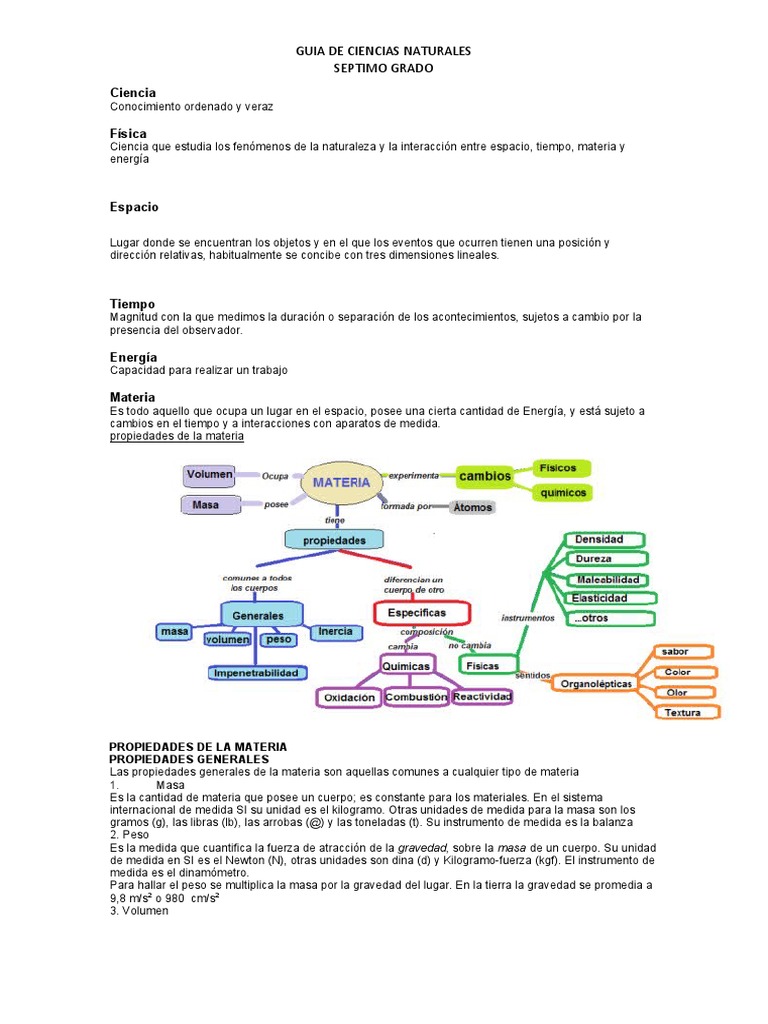 Guía de Ciencias Naturales 7° Grado | PDF | Importar | Peso