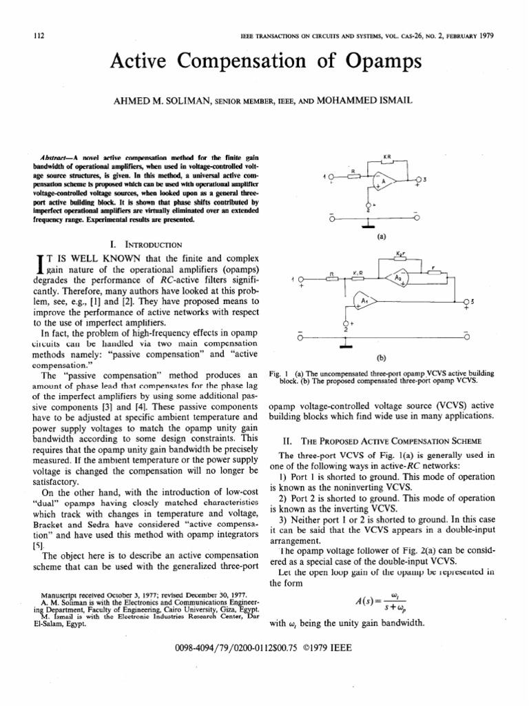 Active Compensation of Op-Amps 1979 | PDF | Operational Amplifier ...