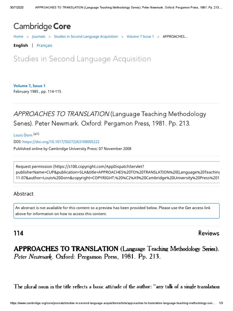 Approaches To Translation. Oxford | PDF