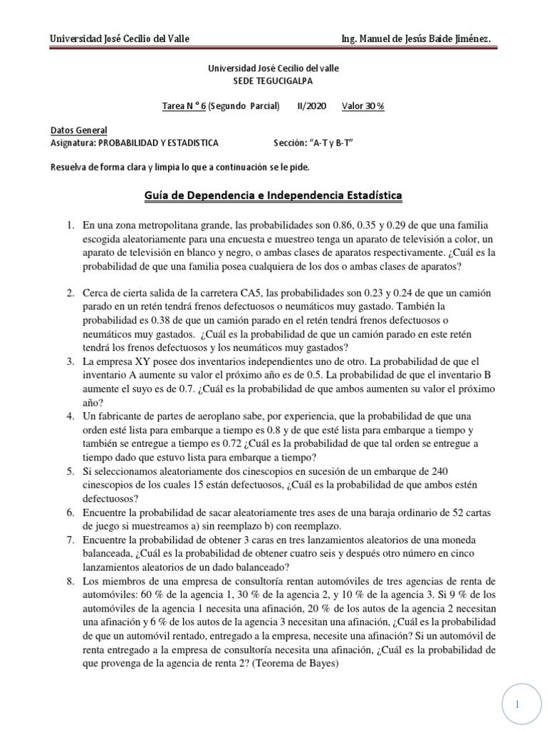 Tarea N 6 | PDF | Probabilidad | Probabilidades y estadísticas