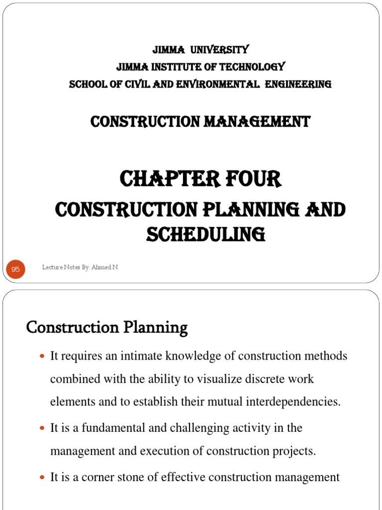 Chapter Four: Construction Planning and Scheduling | PDF | Present ...