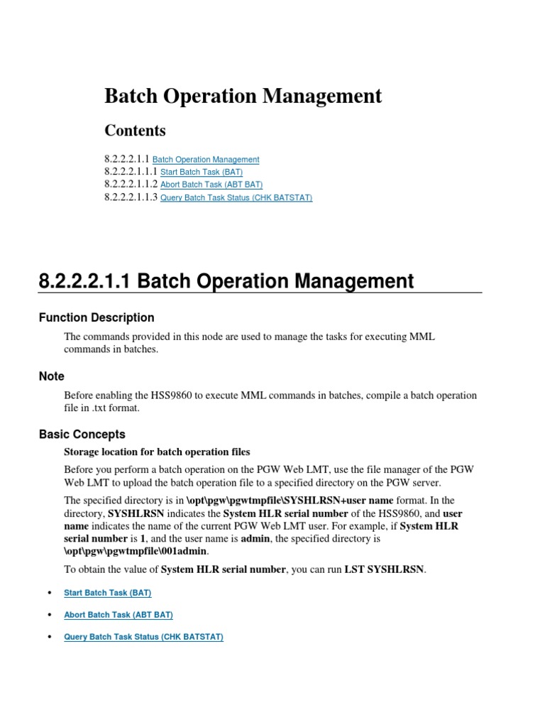 8.2.2.2.1.1 Batch Operation Management | PDF | Filename | Parameter ...
