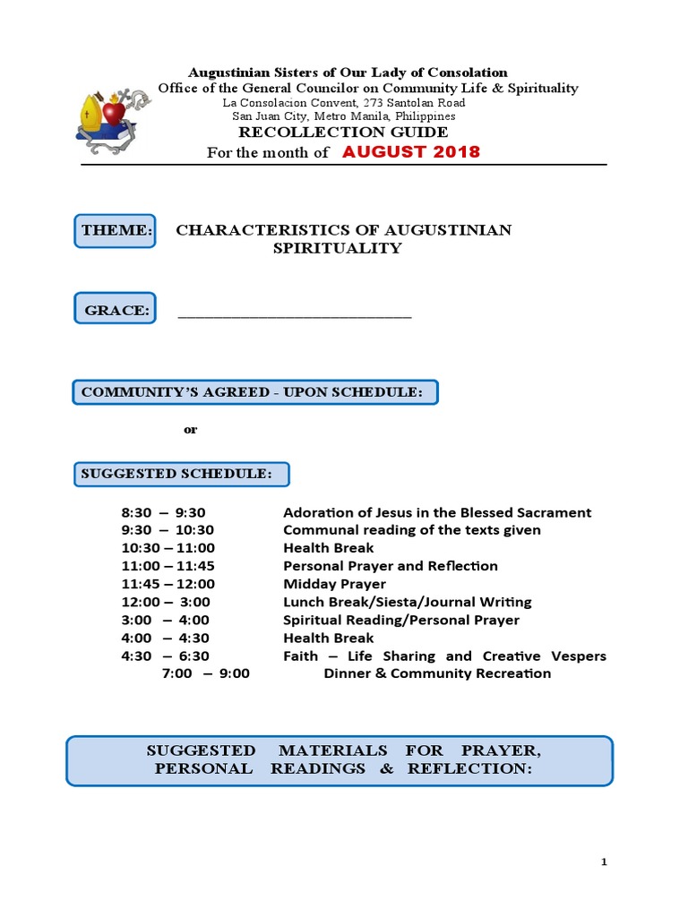 Recollection Guide - August 2016 | PDF | Grace In Christianity ...