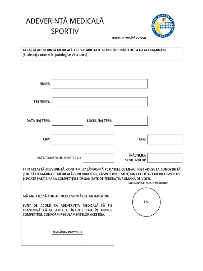 Adeverinta Medicala PDF | PDF