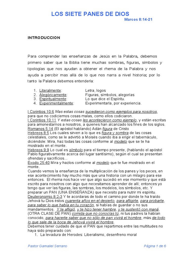 Los Siete Panes de Dios. | PDF | Primera epístola a los corintios | Cristo (título)