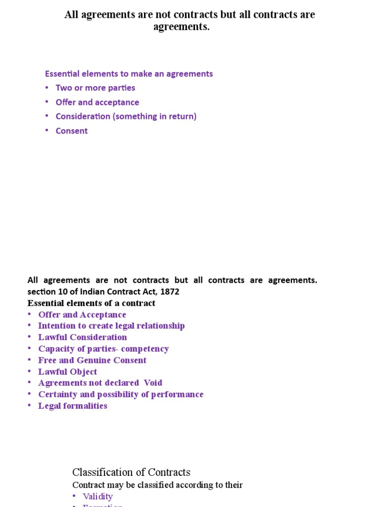 All Agreements Are Not Contracts But All Contracts | PDF | Business Law ...