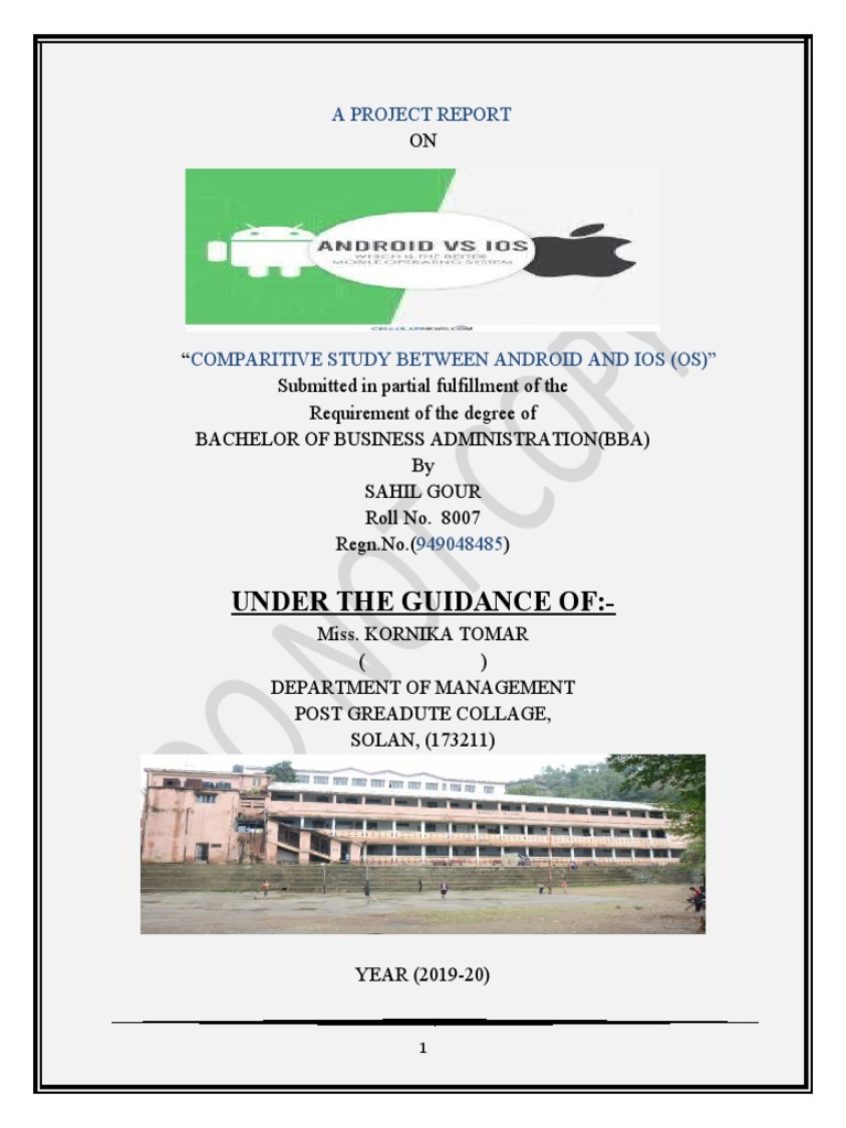 Project Report On Behavior of Consumer Towards Smartphone | PDF | Ios | Android (Operating System)