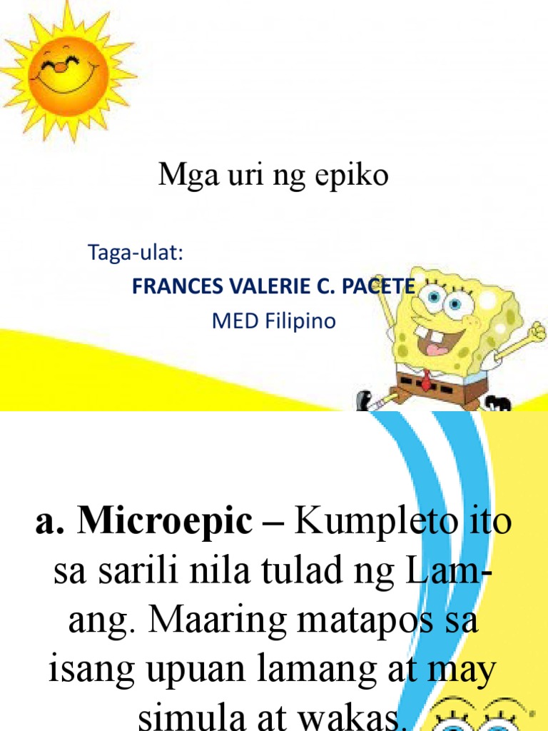 Mga Uri NG Epiko | PDF