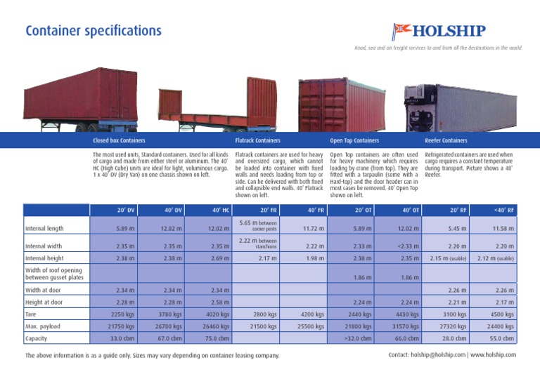 Holship Other Container Dimensions | PDF | Cargo | Freight Transport