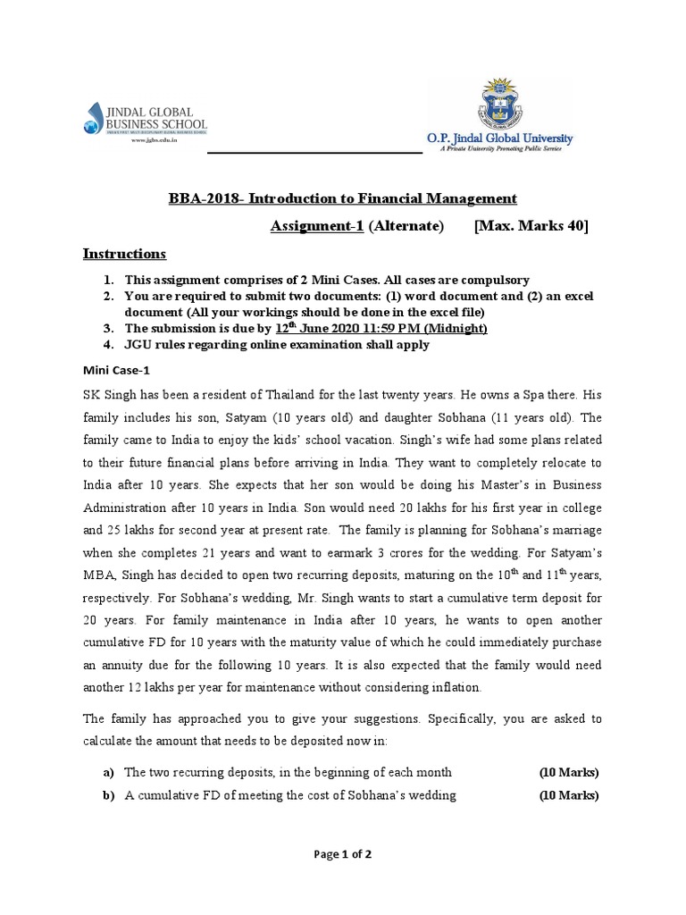 Bba Alternative Assignment-1 | PDF | Interest | Interest Rates