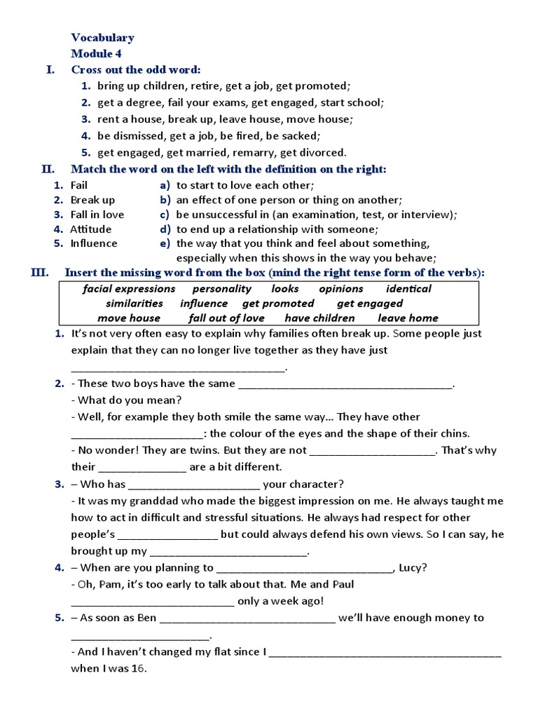Vocabulary m4 | PDF | Psychological Concepts | Language Mechanics