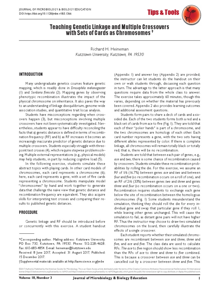 Teaching Genetic Linkage and Multiple Crossovers W | PDF | Genetic ...