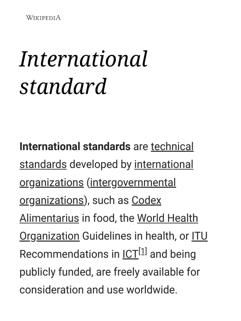 International Standard - Wikipedia | PDF