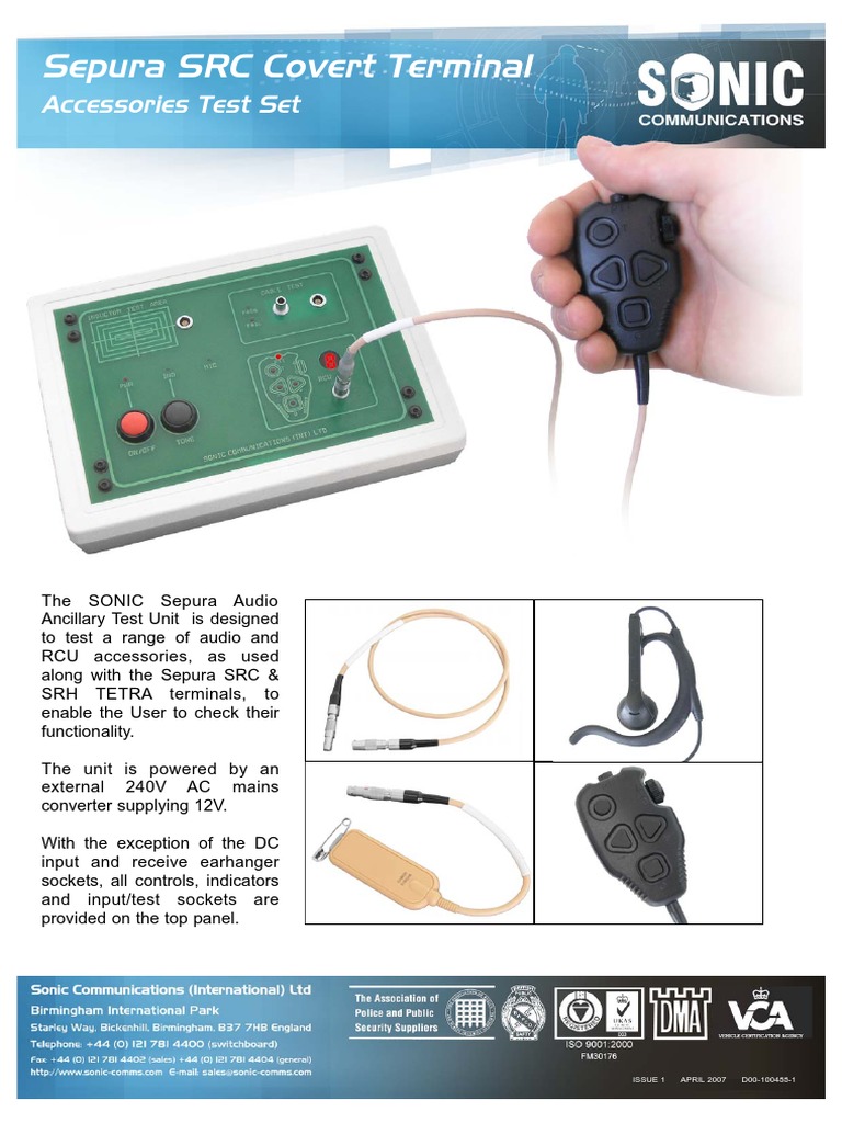 Sepura SRH Audio Test Unit Guide | PDF
