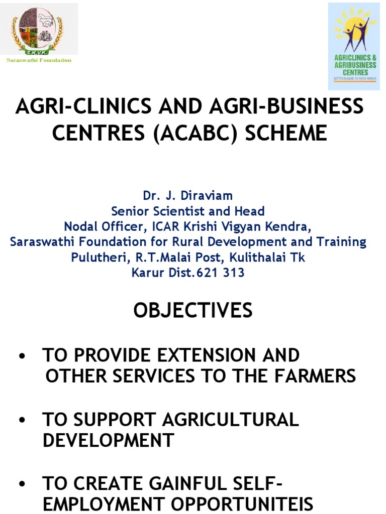 Agri-Clinics and Agri-Business Centres (Acabc) Scheme | PDF | Loans | Credit
