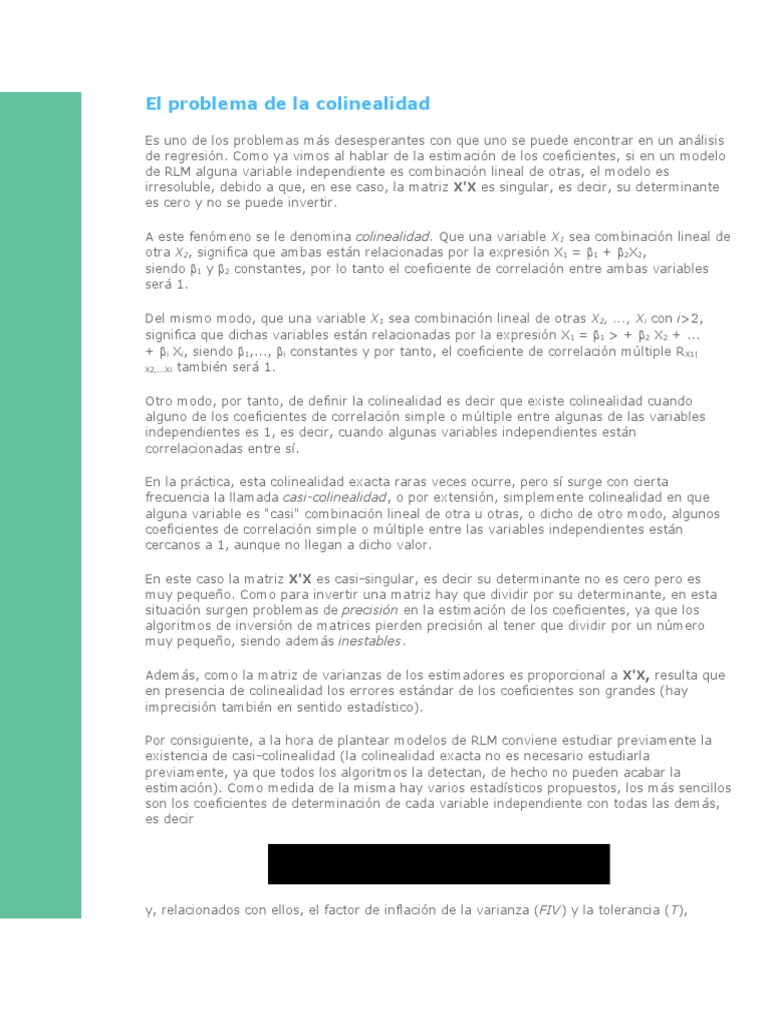 El Problema de La Colinealidad | PDF | Valores propios y vectores ...