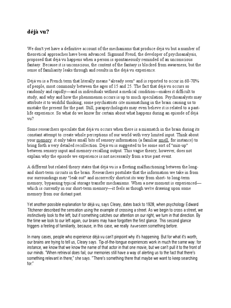 déjà vu.docx | PDF | Memory | Recall (Memory)
