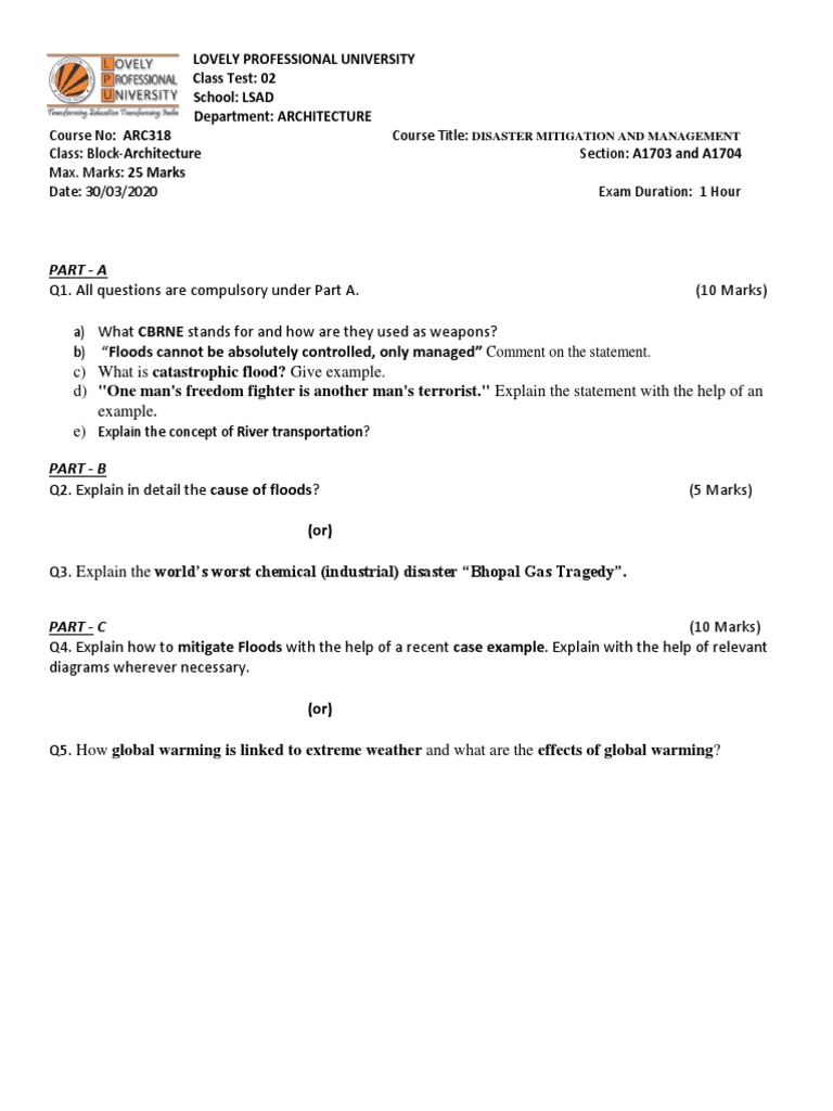 Class Test-2 - Question Paper | PDF