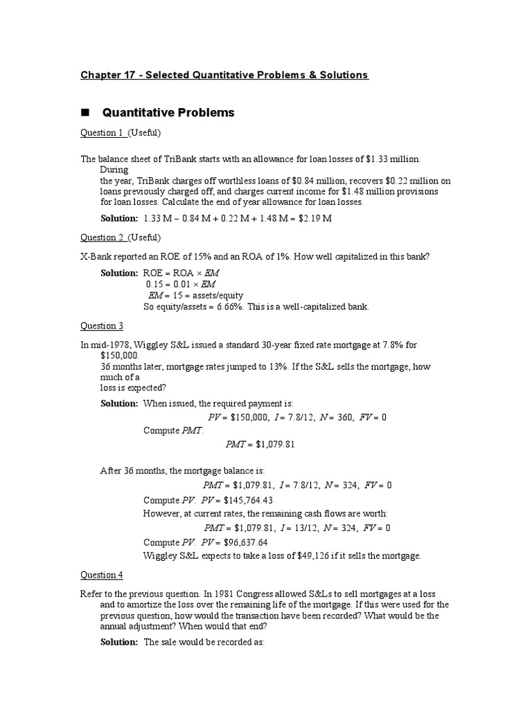 Chapter 17 - Selected Quantitative Problems & Solutions | PDF ...