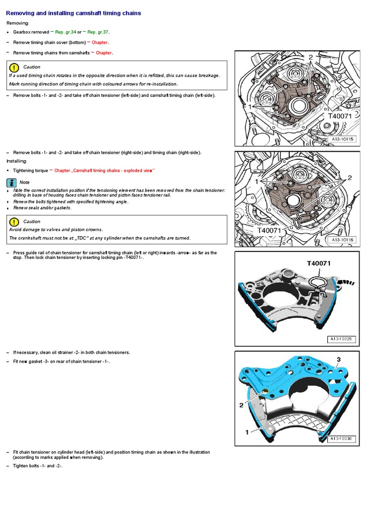 Removing and Installing Camshaft Timing Chains: Chapter Chapter | PDF ...