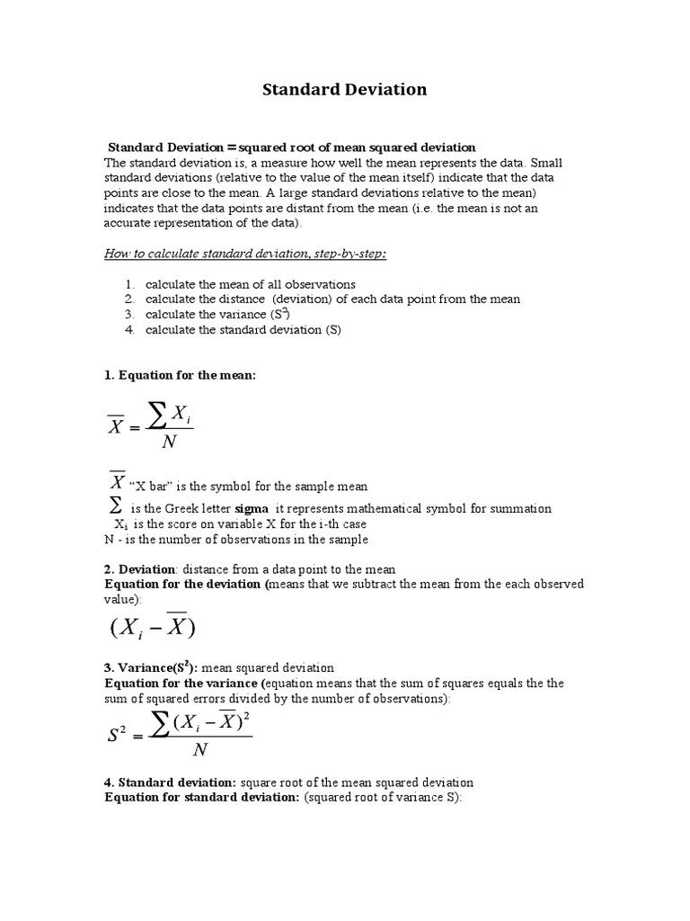 Summary of Standard Deviation | PDF | Science & Mathematics