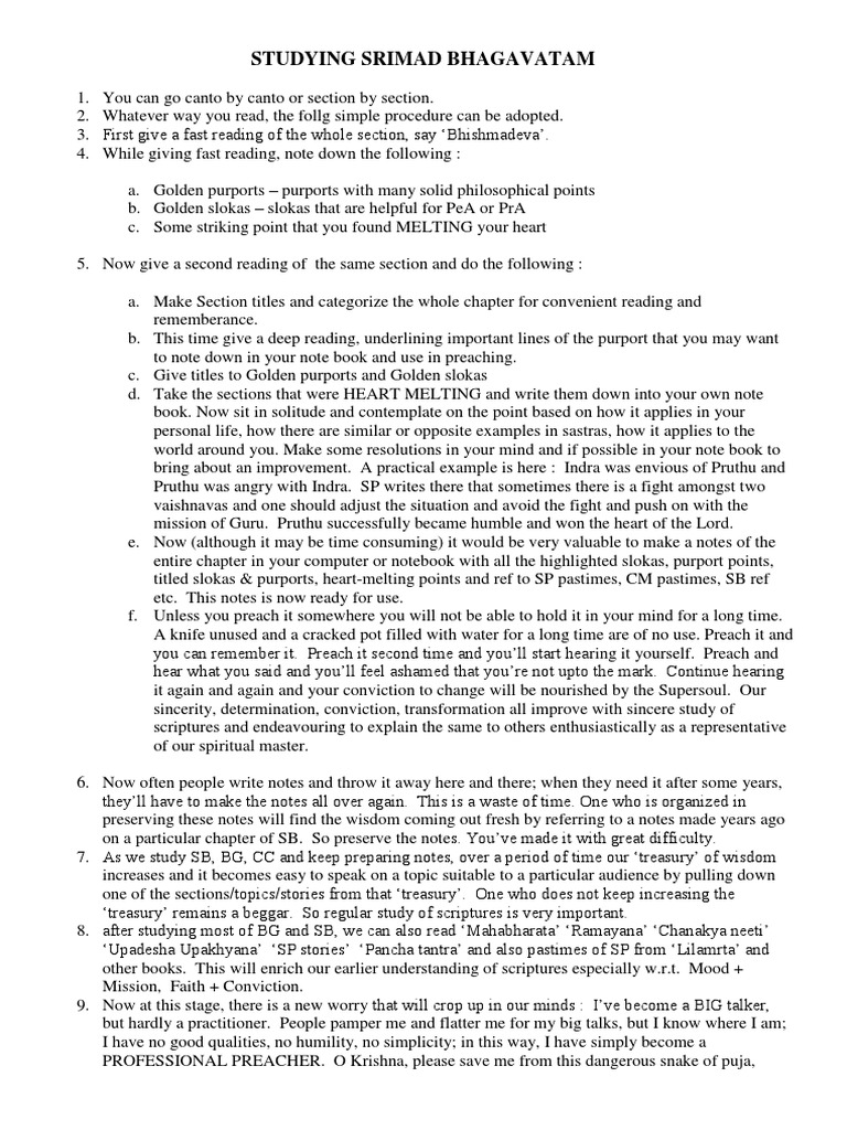 Studying Srimad Bhagavatam PDF | PDF | Hindu Mythology | Religion And Belief