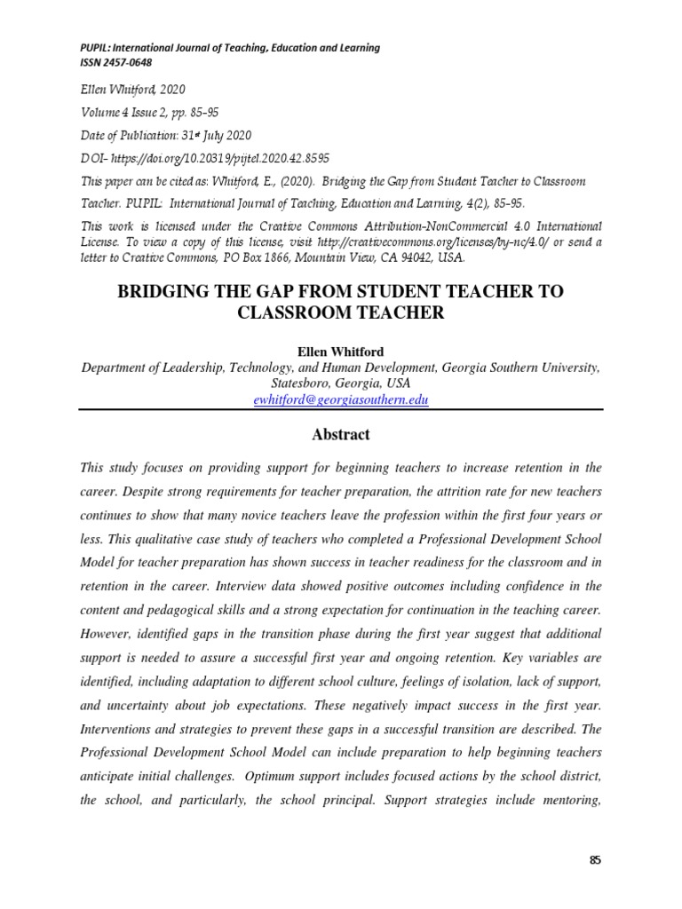 Bridging The Gap From Student Teacher To Classroom Teacher | PDF ...