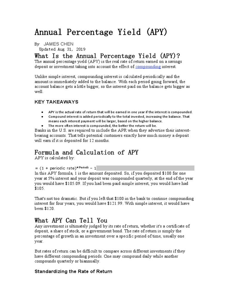 Annual Percentage Yield | PDF | Annual Percentage Rate | Interest