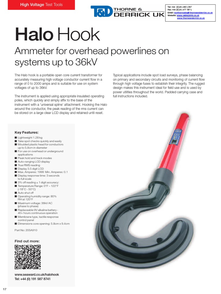 Halo Hook: Ammeter For Overhead Powerlines On Systems Up To 36kV | PDF ...