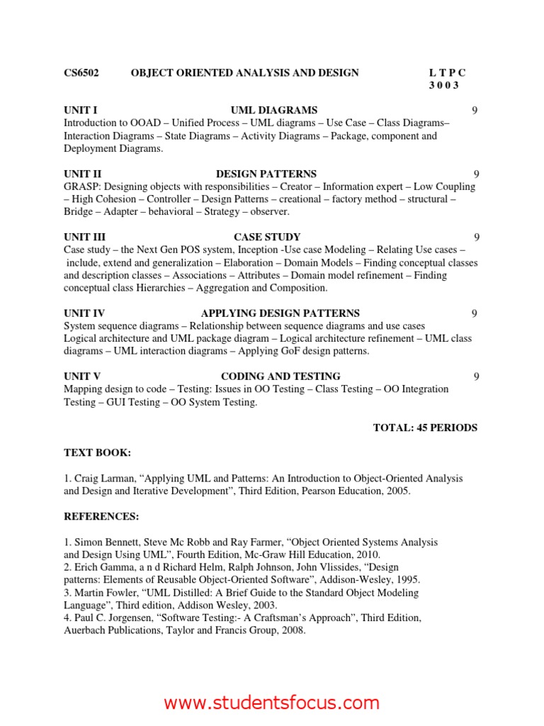 Cs6502 Ooad Notes 2013 Regulation Pdf Object Oriented Programming Unified Modeling Language 
