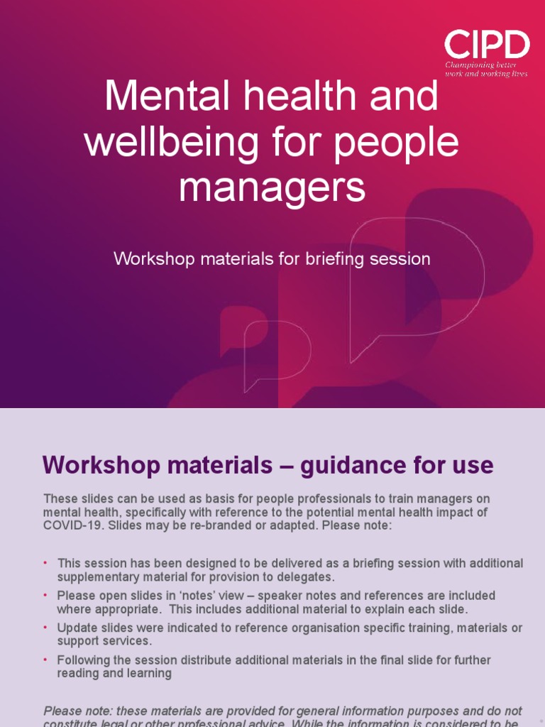 CIPD Mental Health & Wellbeing Briefing For Managers May 2020 | PDF ...