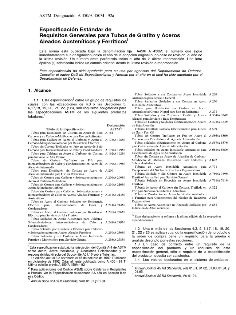 ASTM A450 Tubes PDF | PDF | Acero | Acero inoxidable