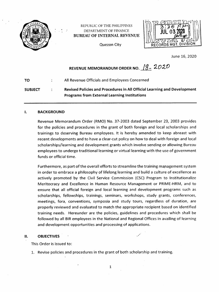 RMO No. 18-2020 | PDF | Facilitator | Employment