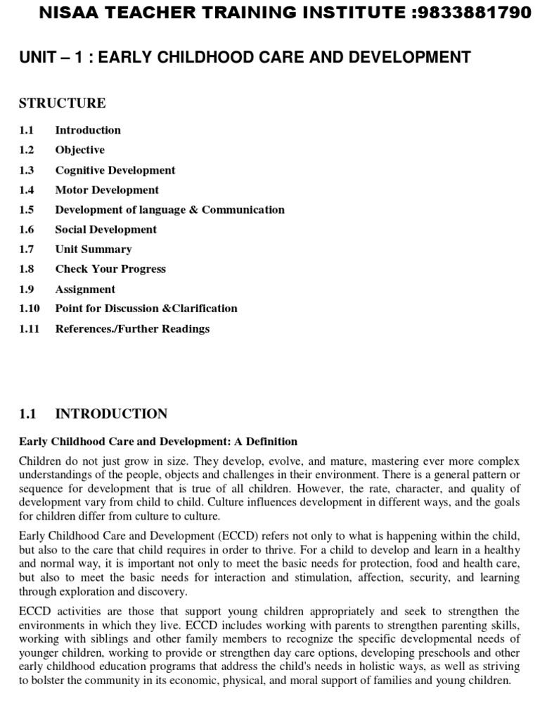 ECCE Notes PDF | PDF | Early Childhood Education | Cognitive Development