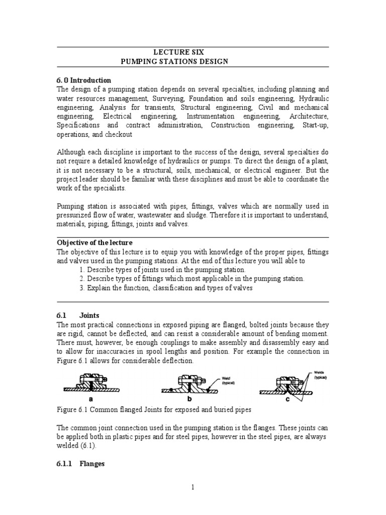 Lecture Six Pumping Stations Design | PDF | Valve | Pipe (Fluid Conveyance)
