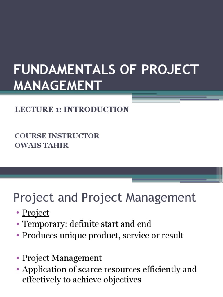 Fundamentals of Project Management: Lecture 1: Introduction | PDF