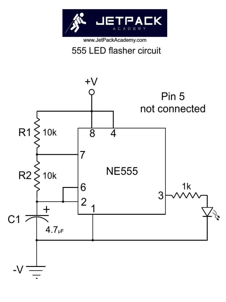 NE555 LED Flasher Circuit Diagram | PDF